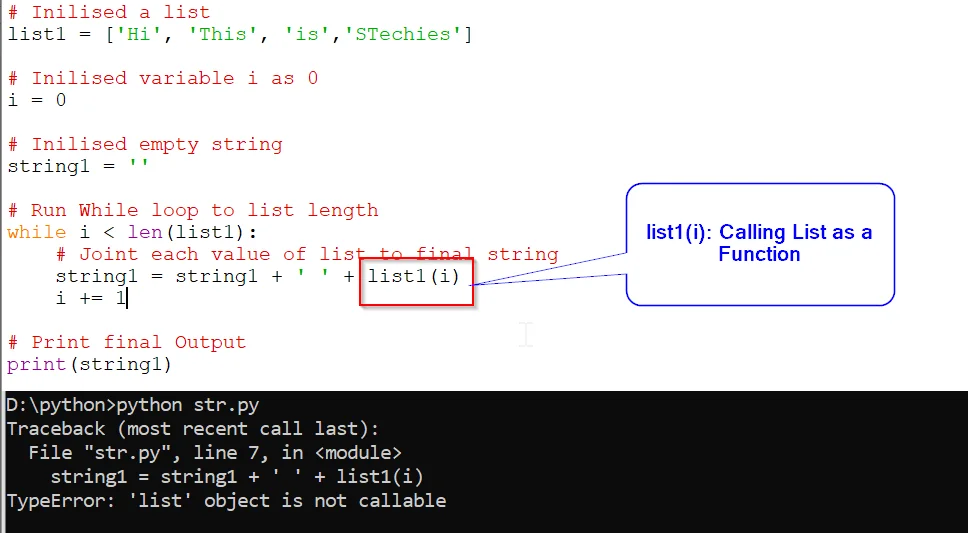 TypeError list Object Is Not Callable In Python